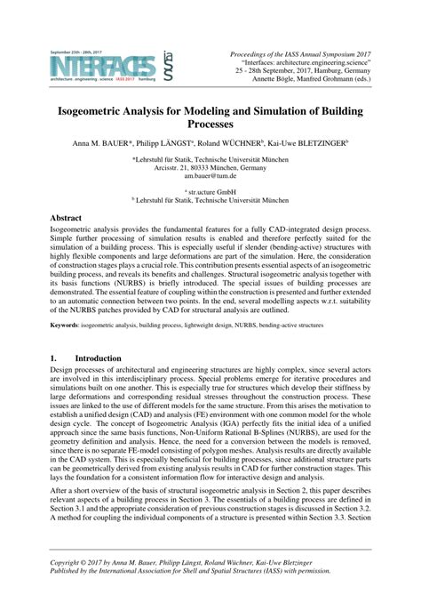 PDF Isogeometric Analysis For Modeling And Simulation Of Building Processes