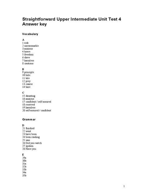 Unit 4 Test Key Pdf Cooking Food And Wine Language Arts And Discipline