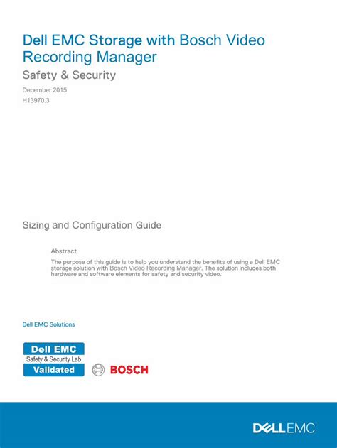 Pdf Dell Emc Storage With Bosch Video Recording Manager Sizing Dell Emc Storage With