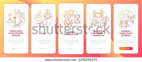 Unethical Organizational Behavior Red Gradient Onboarding Stock Vector Royalty Free 2240296355