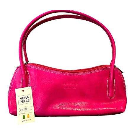 Vera Pelle Italian Buffered Leather Shoulder Bag Fuchsia Grailed