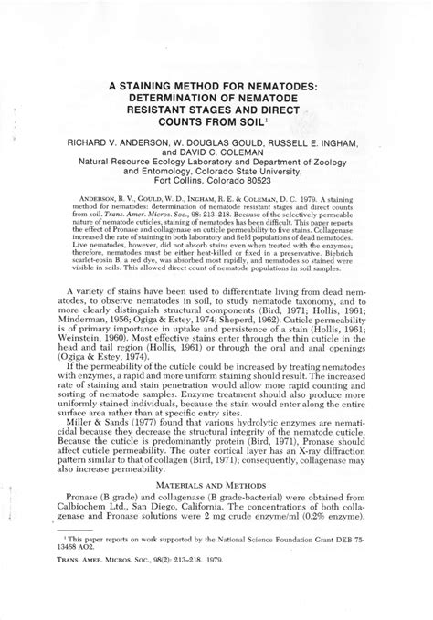 Pdf A Staining Method For Nematodes Determination Of Nematode Resistant Stages And Direct
