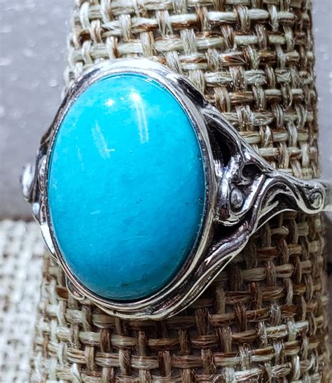 Natural Peru Amazonite Set In Solid Silver 925 Mark Ring Sizes 4 12