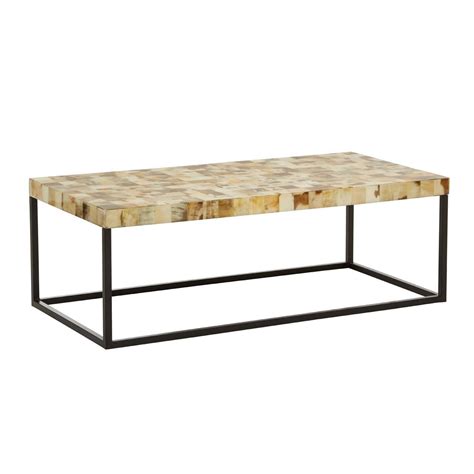 Pattern Cream Shell Rectangle Coffee Table Eclectic Niche Exquisite