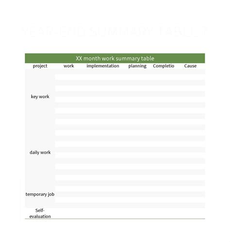 Free Year End Summary Table Summary Table Templates For Google Sheets And Microsoft Excel