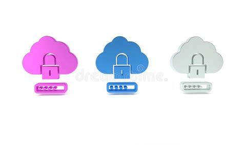 Colorful Cloud Computing Lock Icon Isolated On White Background