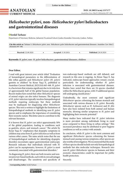 Pdf Helicobacter Pylori Non Helicobacter Pylori Helicobacters And Gastrointestinal Diseases