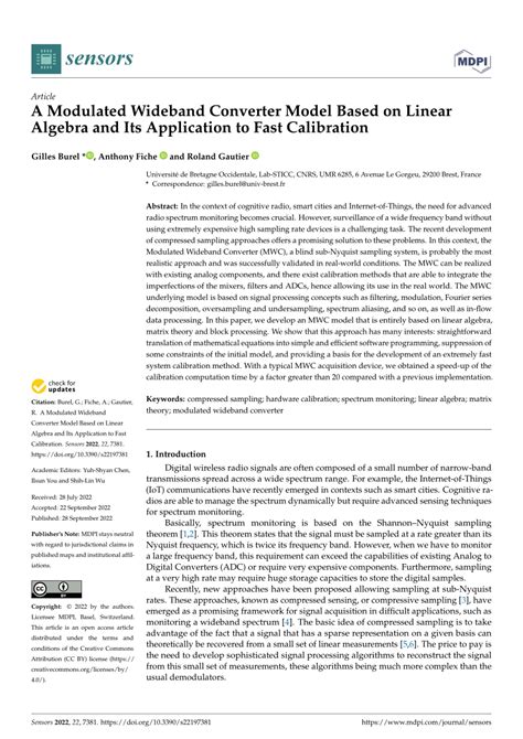 pdf a modulated wideband converter model based on linear algebra and