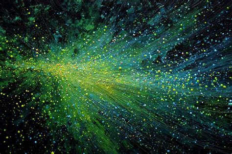 Scattering Green Particle Cloud Into Deep Space Stock Illustration