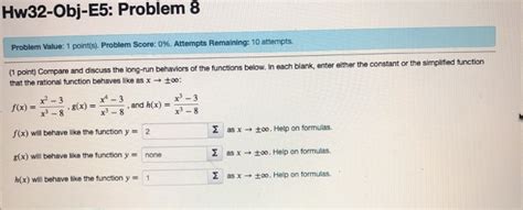Solved Hw32 Obj E5 Problem 8 Problem Value 1 Points