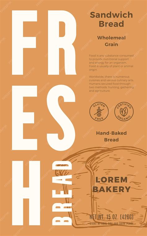 Premium Vector Fresh Baked Bread Abstract Vector Packaging Design Label Modern Typography