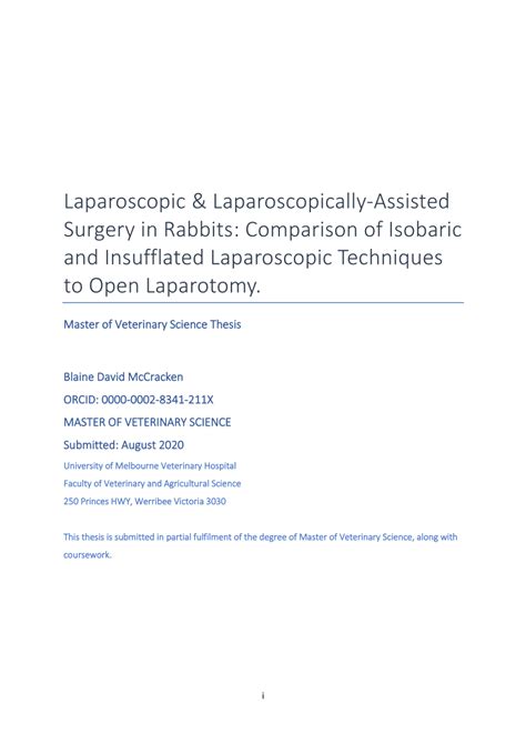 Pdf Laparoscopic And Laparoscopically Assisted Surgery In Rabbits