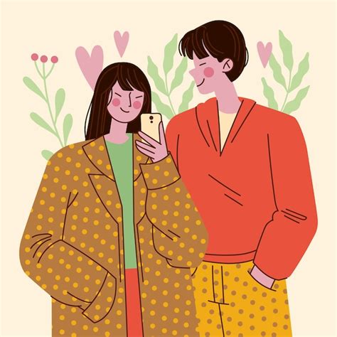 Free Vector Flat Design Asian Couple Illustration