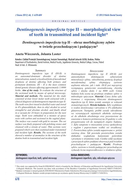 Pdf Dentinogenesis Imperfecta Type Ii Morphological View Of Teeth