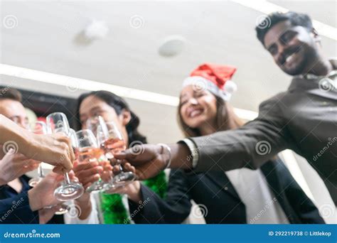 Making A Toast Cheers A Group Of Diverse Business People And Colleagues Having Fun And Meet