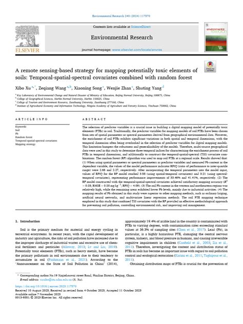 A Remote Sensing Based Strategy For Mapping Potentially Toxic Elements