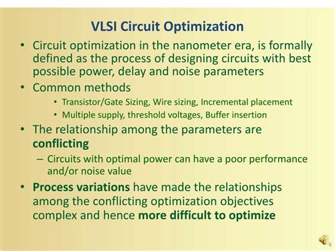 ppt techniques for vlsi circuit optimization considering process