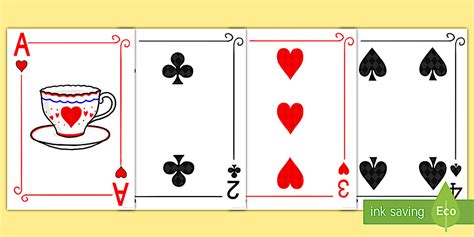 Editable Alice In Wonderland Playing Cards Cut Outs Twinkl