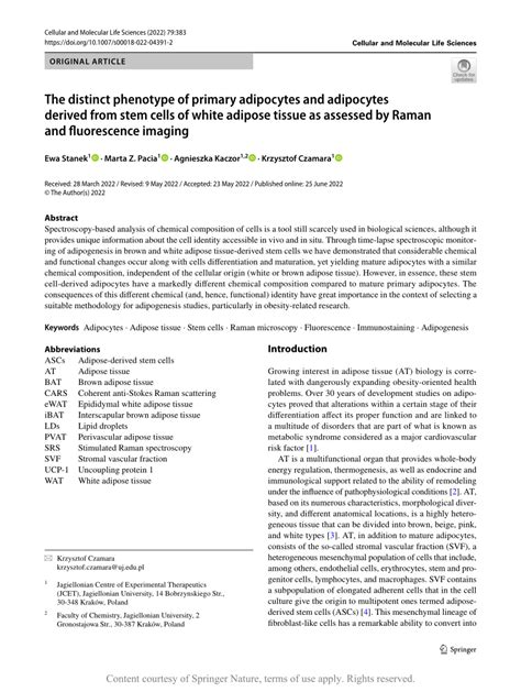 Pdf The Distinct Phenotype Of Primary Adipocytes And Adipocytes
