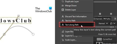 how to curve text in gimp on pc