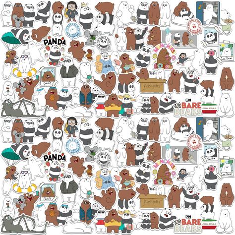 We Bare Bears Vinyl Large Deluxe Stickers Variety Pack Laptop Water
