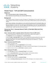 Understanding TCP And UDP Protocols With Packet Tracer Simulation Course Hero
