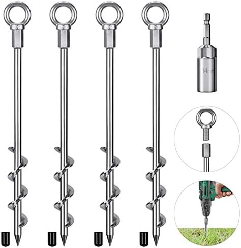 Erdanker Bodenanker 4 Stück Bodenanker Zum Eindrehen 40cm Stahl