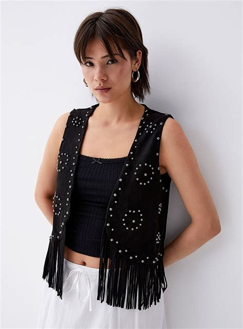 Fringed And Beaded Suede Vest Black Fringe Vest Outfit Beaded Vest
