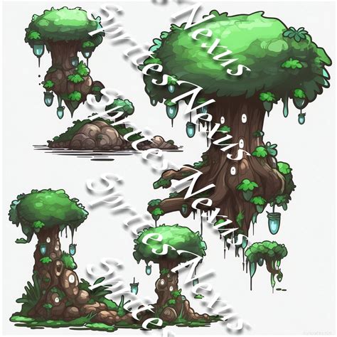 Tree Video Game Sprites Assets Etsy
