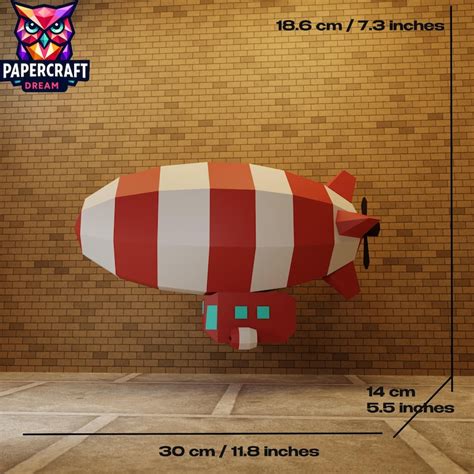 Airship Blimp Papercraft Template Diy Low Poly Zeppelin Origami 3d