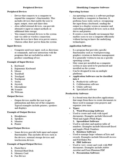 Peripheral Devices Pdf I Work Software