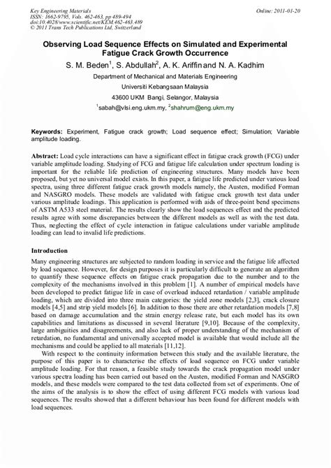 Observing Load Sequence Effects On Simulated And Experimental Fatigue