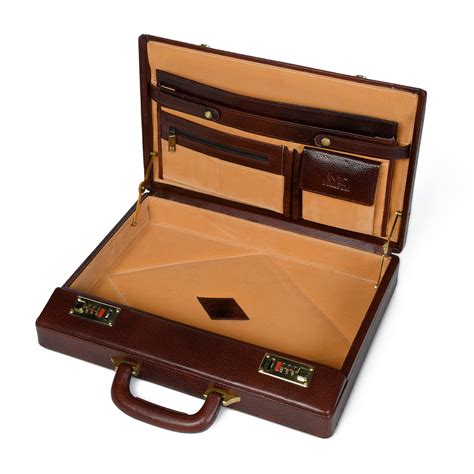 Rich Brown Office Stylish Full Grain Leather Suitcase Briefcase