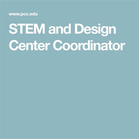 Stem And Design Center Coordinator