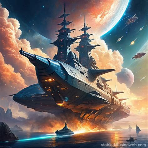 Space Battleship Design Stable Diffusion Online