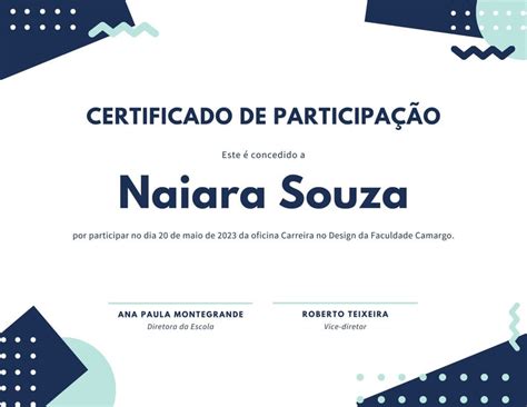 Modelos De Certificados De Participação Personalizados Gratuitos E