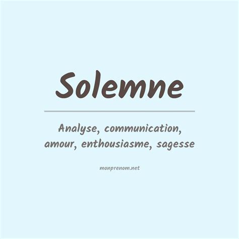 Signification Du Prénom Solemne