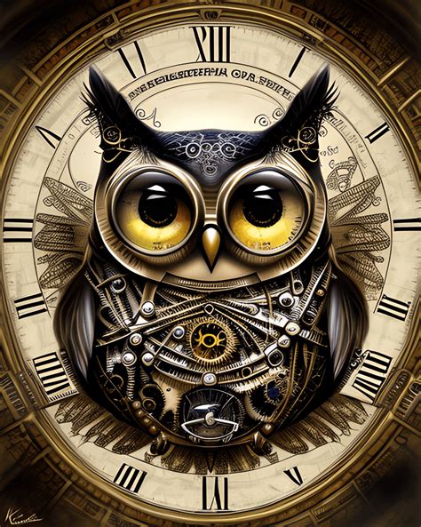 Steampunk Owl Hypergedetailleerd Centraal Portret Met Ultraresolutie