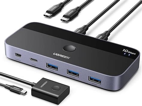 Ugreen Interruptor Usb C De 10 Gbps 2 Computadoras Comparten 4 Puertos
