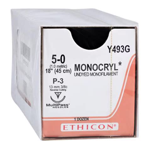 Ethicon Suture Monocryl Undyed 5 0