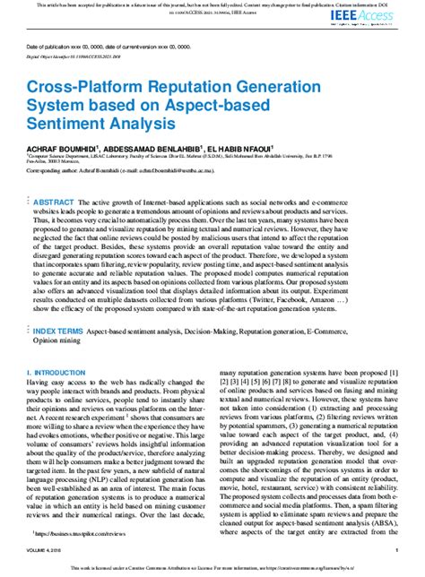 Pdf Cross Platform Reputation Generation System Based On Aspect Based