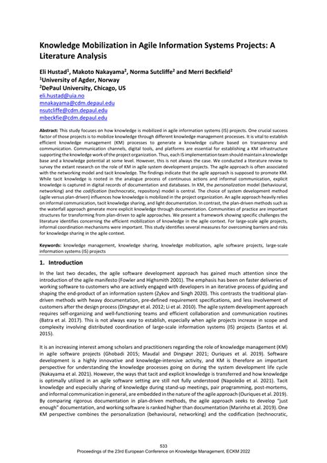 Pdf Knowledge Mobilization In Agile Information Systems Projects A