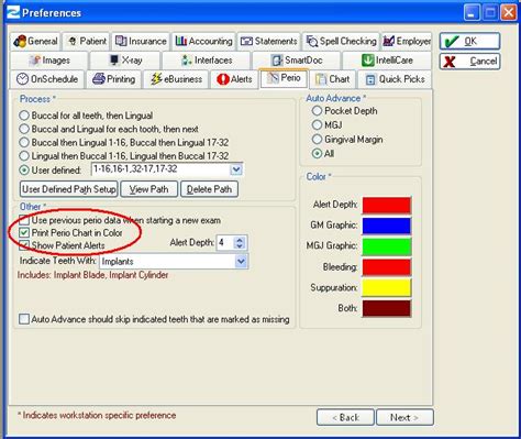 Show Bleeding Andor Suppuration When Printing Perio