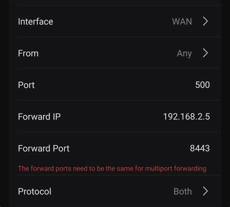 can t port forward anymore between two ports r ubiquiti