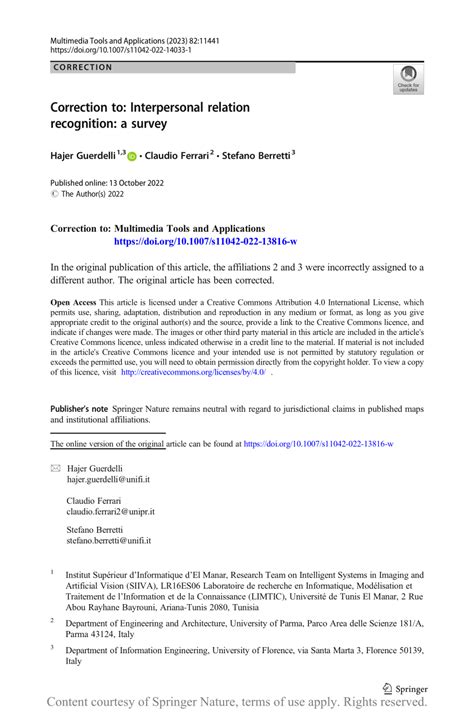 Pdf Correction To Interpersonal Relation Recognition A Survey
