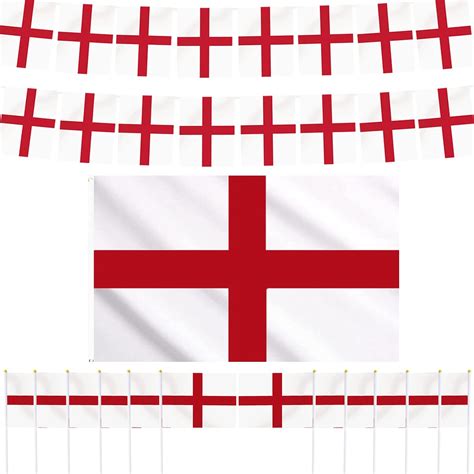 Ahfulife World Cup 2022 England St Georges Bunting Flags Set 10m England Bunting 12pcs