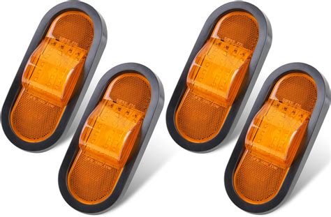 4pcs 6 5 Inch Oval Mid Turn Signal Amber Marker Lights