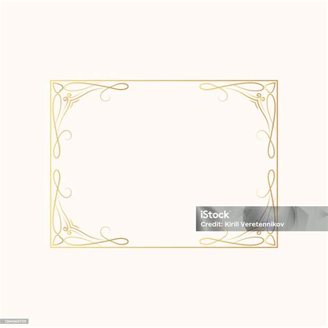 손으로 그린 황금 직사각형 소용돌이 테두리 골드 선조 장식 요소벡터 리디브 빈티지 로얄 프레임 로얄 웨딩 초대 장 카드 장식물에 대한 스톡 벡터 아트 및 기타 이미지