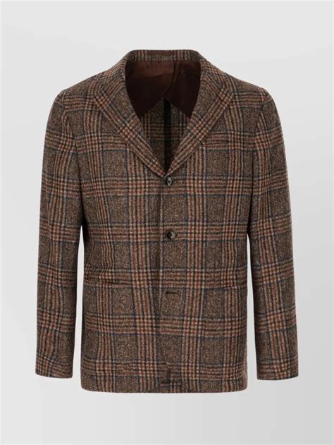 Barba Jacket Checked Pattern Front Pockets The Fashion Square