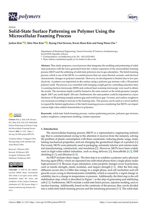 Pdf Solid State Surface Patterning On Polymer Using The Microcellular Foaming Process